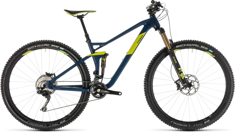 Cube Stereo 120 SL 29er 2019 Full Suspension MTB Bike - SmokyBlue/Lime
