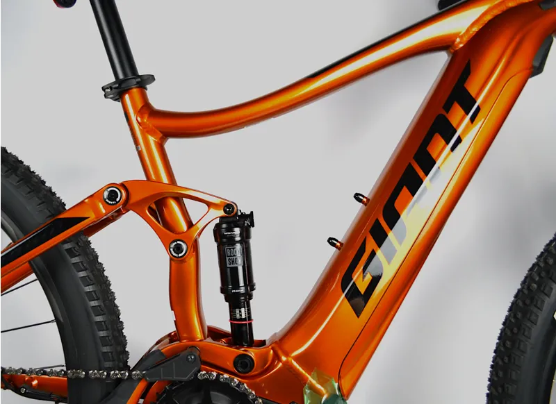 Nearly New 2022 Giant Stance E+ 2 29er Electric Full Suspension MTB Medium Amber Glow