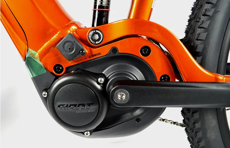 Nearly New 2022 Giant Stance E+ 2 29er Electric Full Suspension MTB Medium Amber Glow