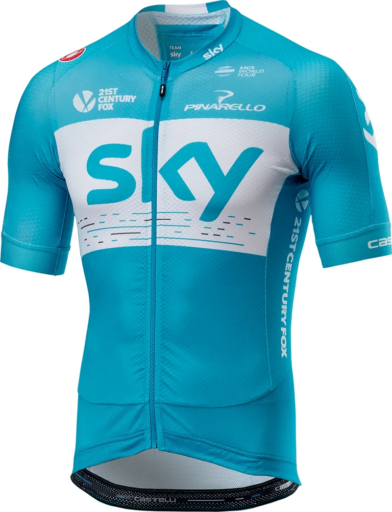 Castelli Team Sky Aero Race 5.2 FZ Short Sleeve Jersey Sky Blue