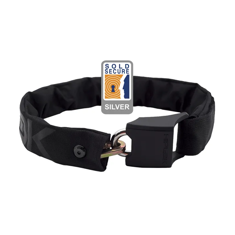 HipLok V1.5 Wearable Chain Lock Silver Sold Secure - Black - 8mmx90cm